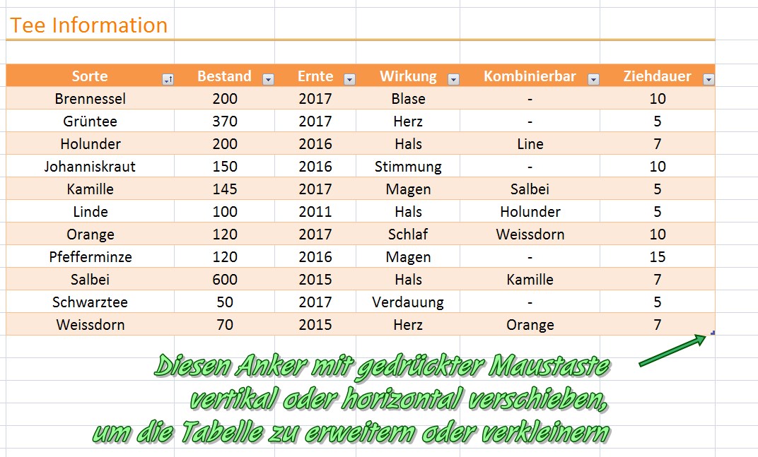 Excel Tabelle erstellen